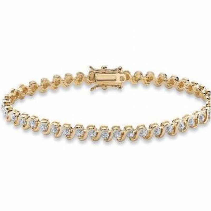 Cubic Zirconia Heavy Yellow Gold Plate Tennis Bracelet
